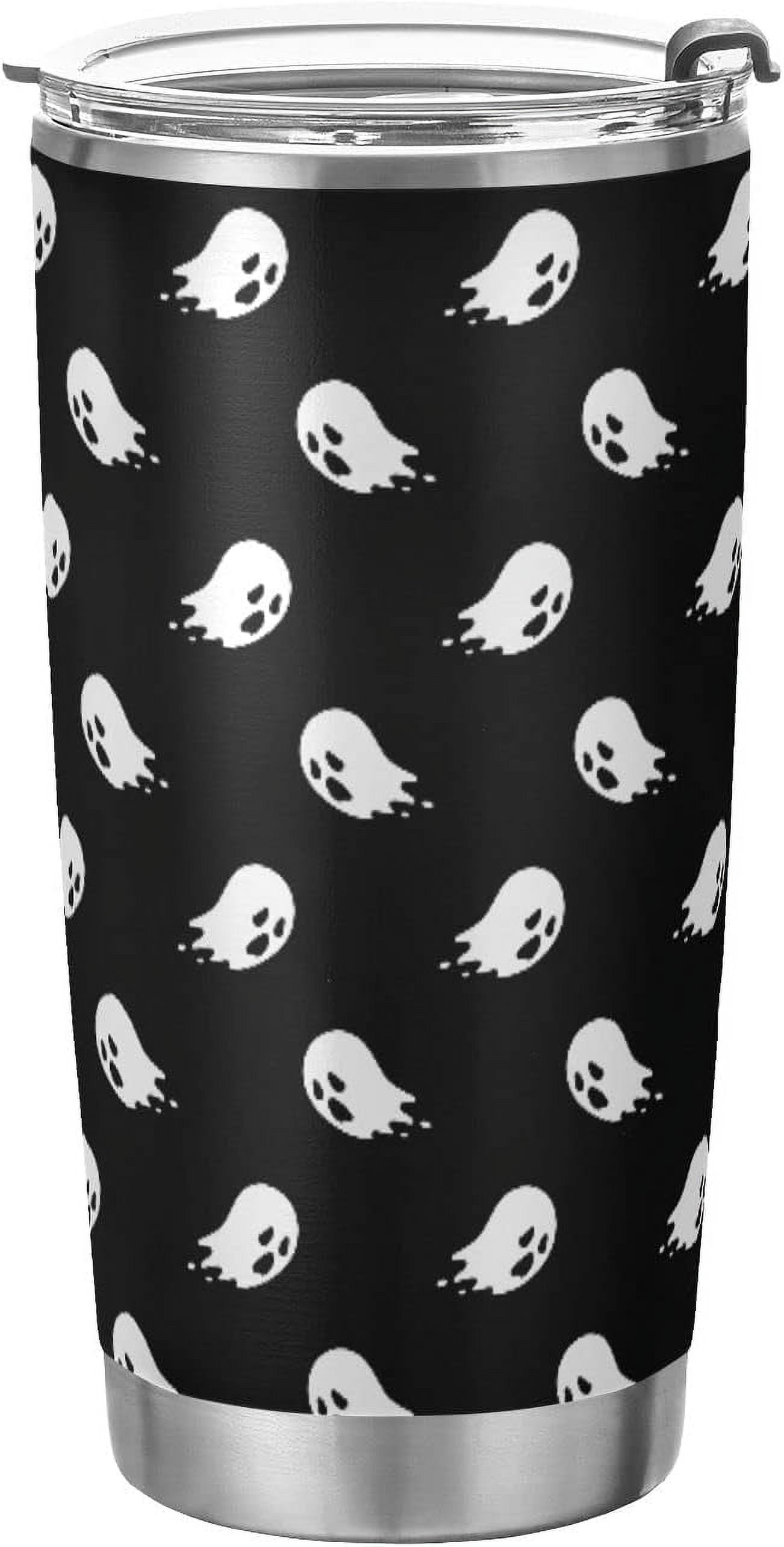 Halloween Tumbler Doodle Spooky Ghost Insulated Coffee Cup Back to ...