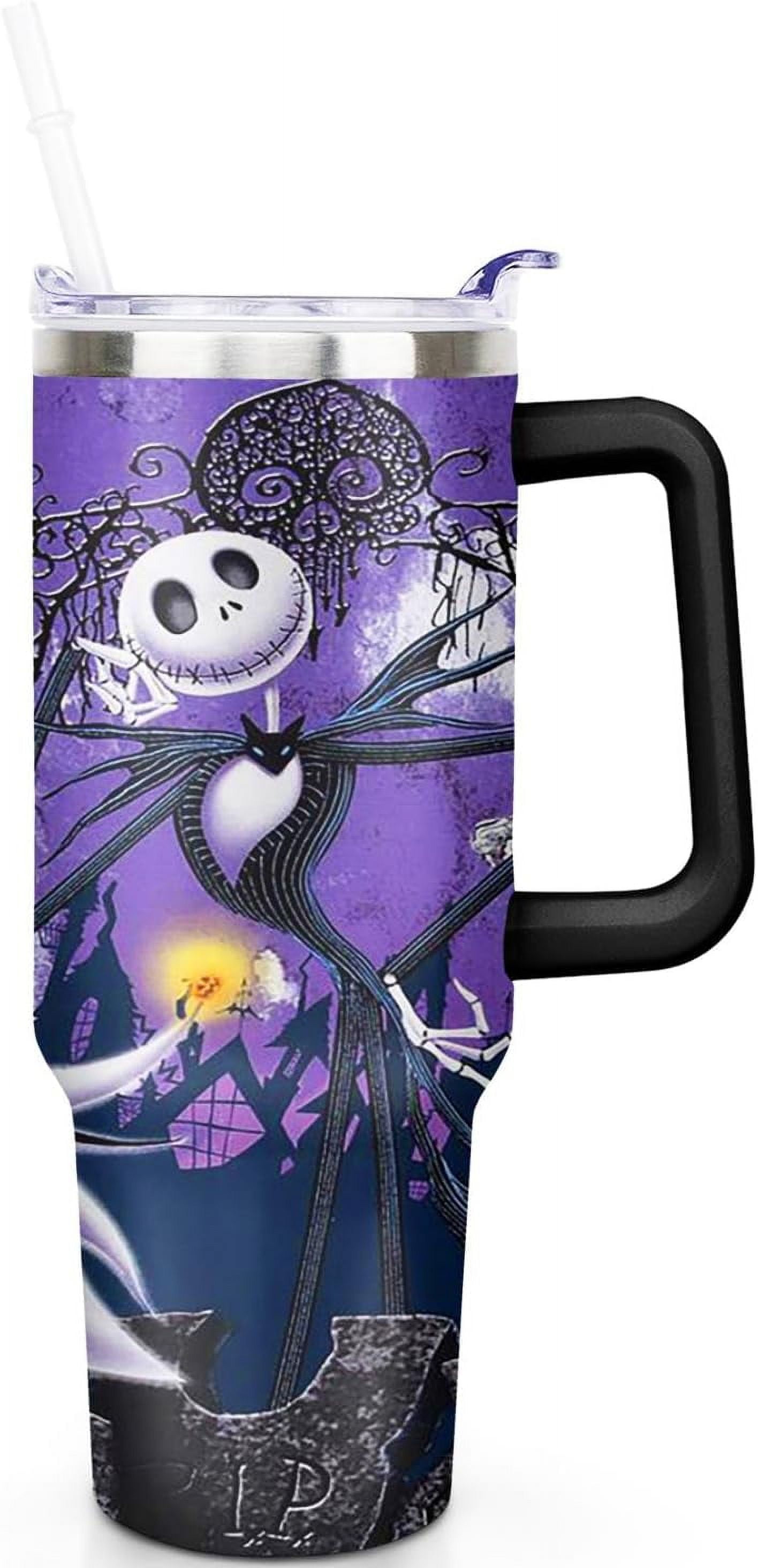 Halloween Tumbler With Lid And Straw 40oz Purple Halloween Spooky Ghost ...