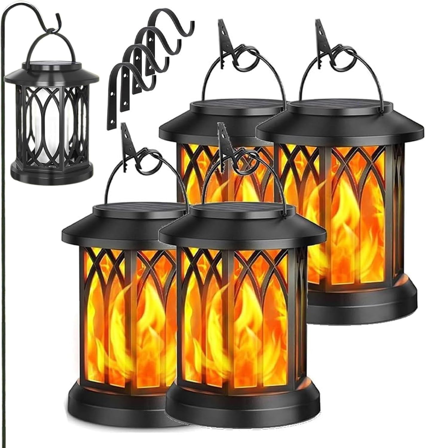 Halloween Upgraded Flickering Flame Solar Lantern Outdoor Waterproof ...