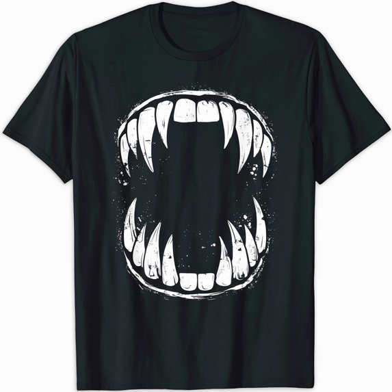 Halloween Vampire Monster Wolf Dog Horror Teeth Tee - Walmart.com