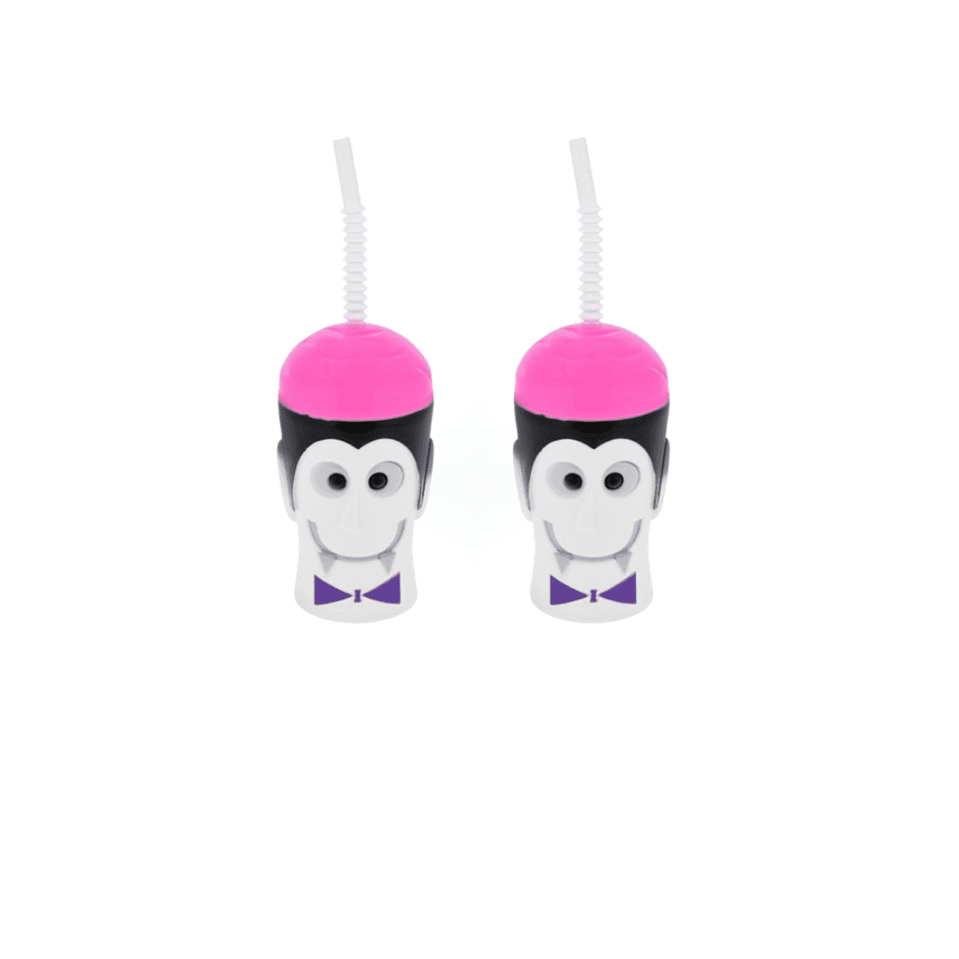 Halloween Vampire Plastic Tumblers with Straws, 16oz Reusable Cups (Set ...