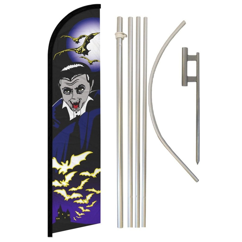 Halloween Vampire Windless Banner Flag & Pole Kit - Walmart.com