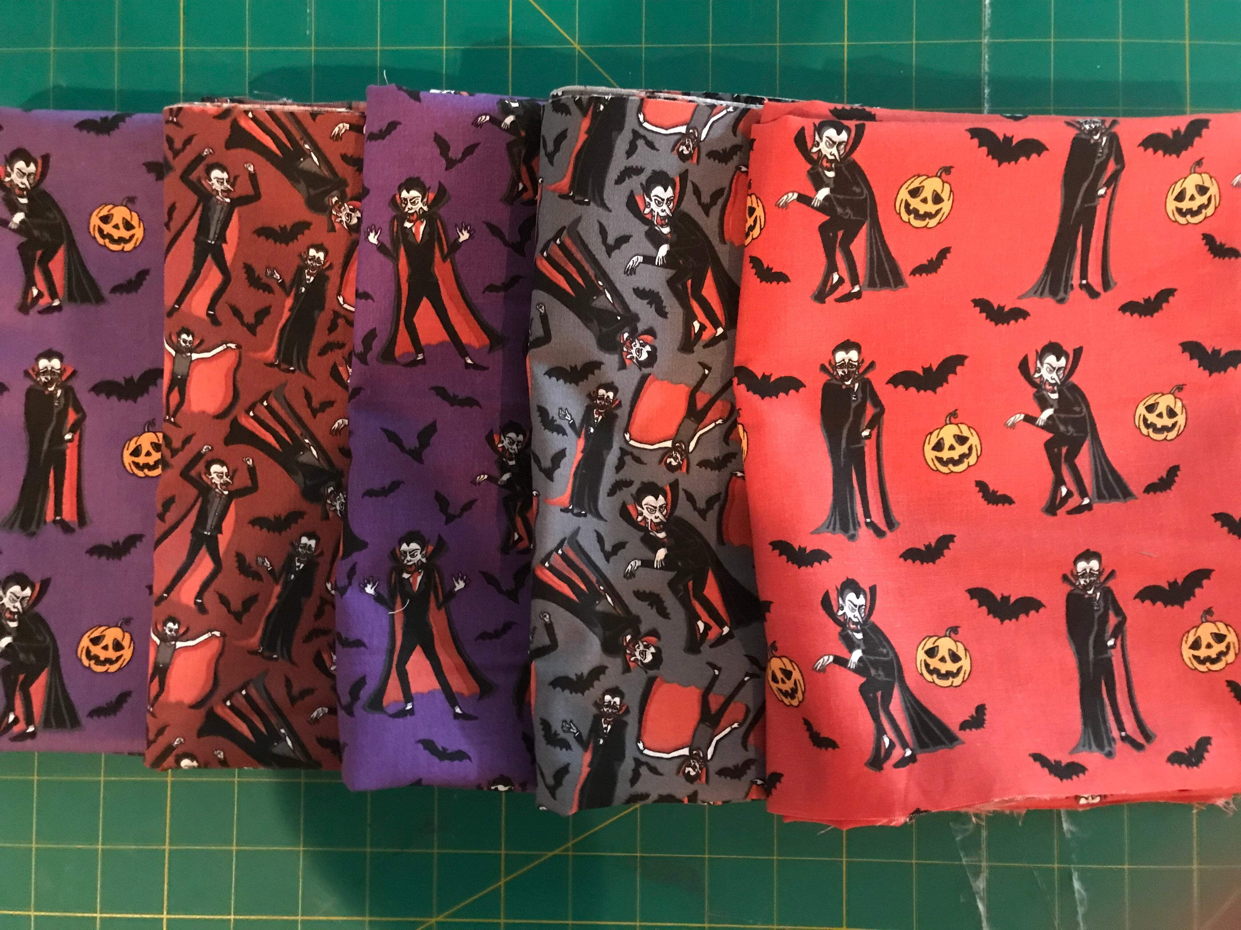Halloween Vampires 100% Cotton 1 yard Precut Fabric Bundles, 5 pieces ...