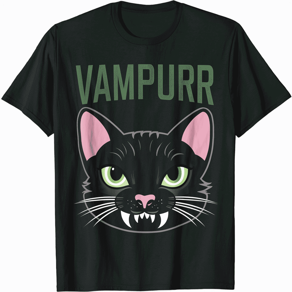 Halloween Vampurr Vampire Black Cat Funny Tee - Walmart.com