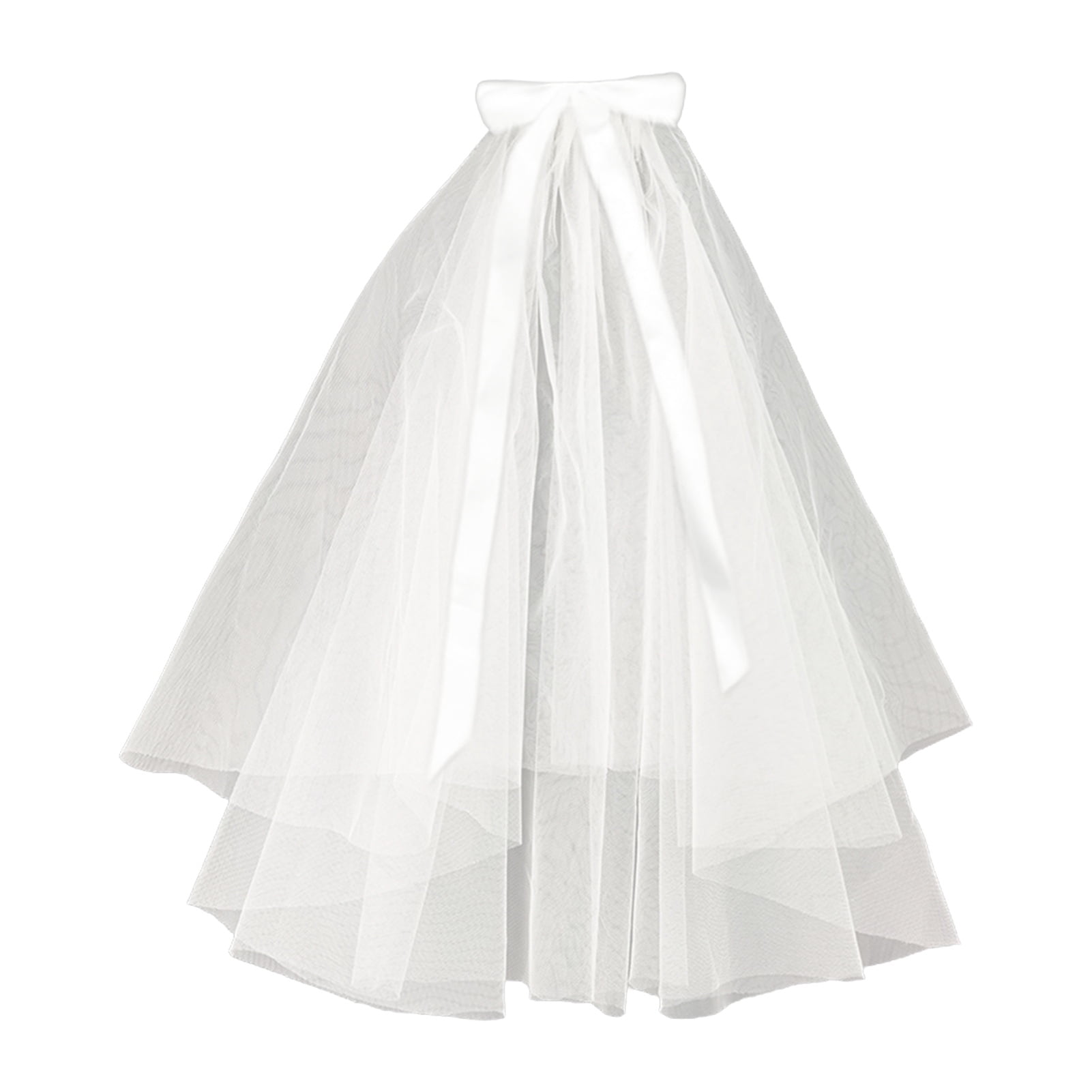 Halloween Veil Double-Layered Ribbon Bow Decoration Soft Mesh Veil ...