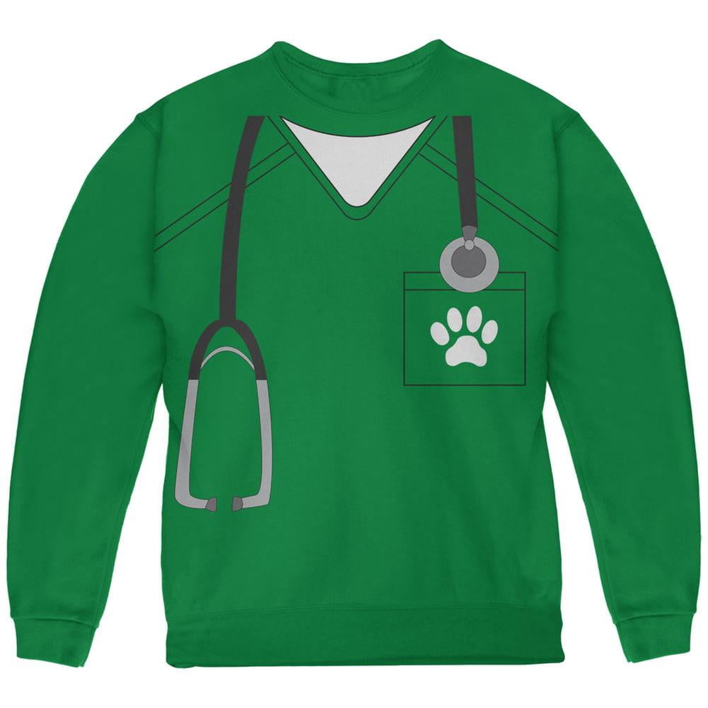 Halloween Vet Veterinarian Scrubs Costume Green Youth Sweatshirt ...