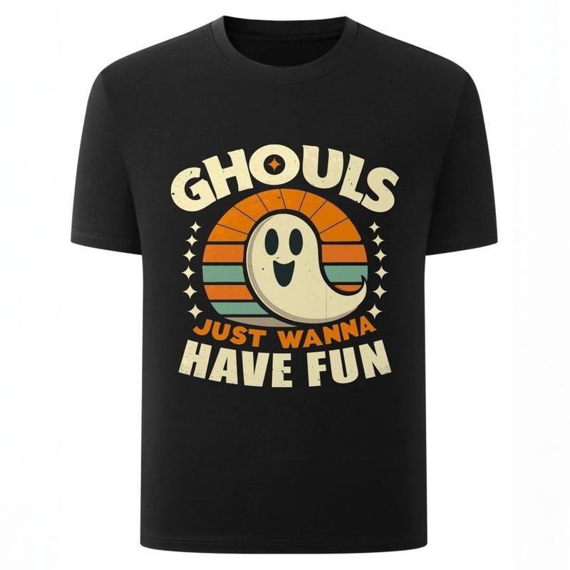 Halloween - Vintage Graphic Tee,Tops Has Witty “‘GHOULS’ Slogan & Ghost ...