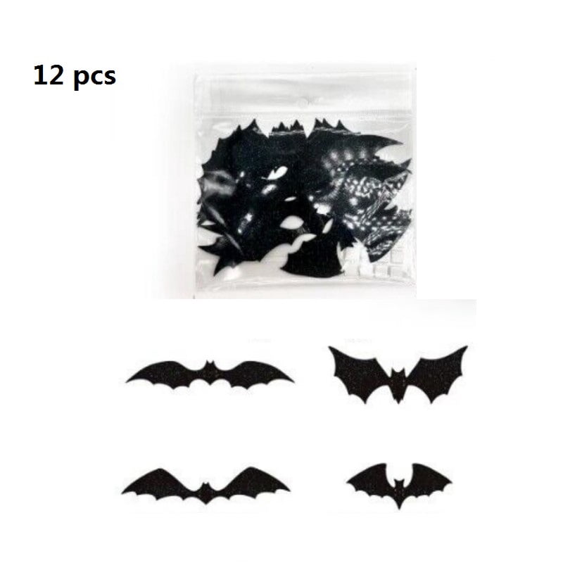 Halloween Wall Art Bat Stickers Set 12pcs Waterproof Decal Home Party ...
