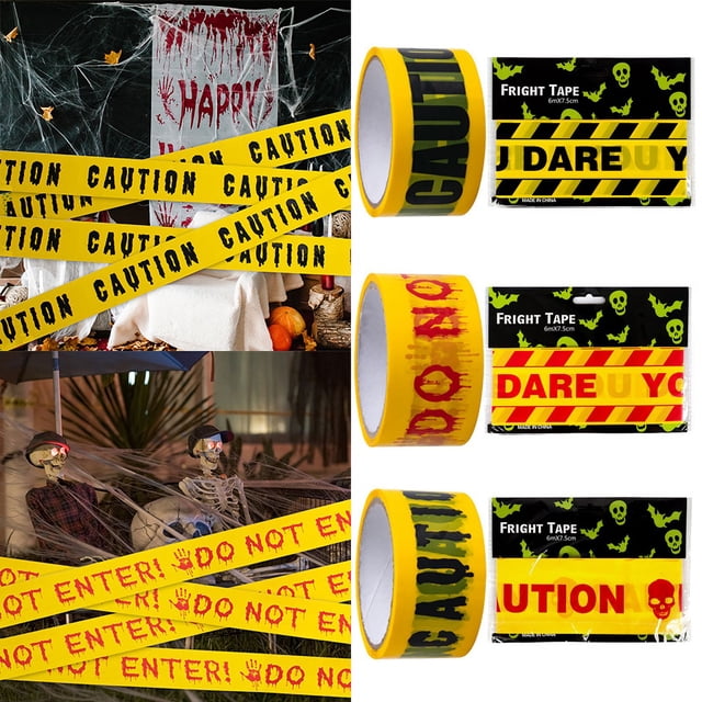 Halloween Warning Tape Signs Halloween Props Window Prop Danger Warning ...