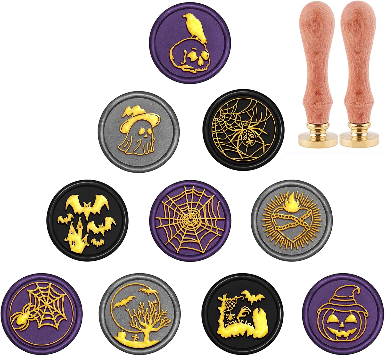 Halloween Wax Seal Stamp Set 10pcs Vintage Sealing Wax Stamps 25mm ...