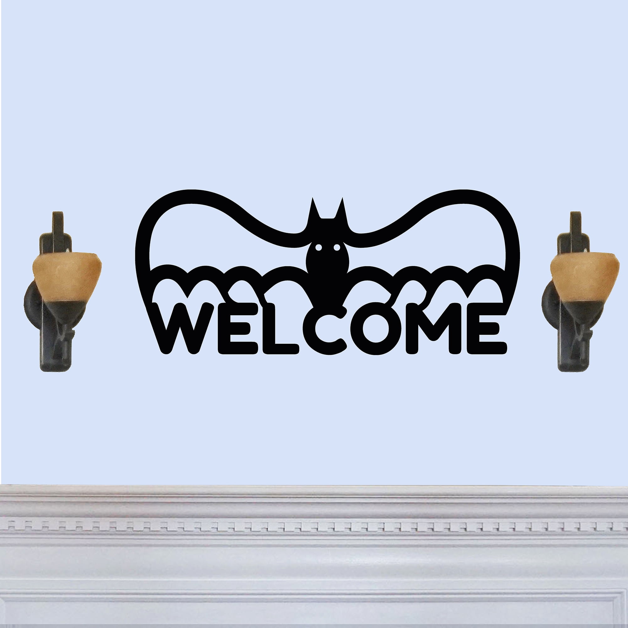 Halloween Welcome Bat Decorative Laser Cut Solid Steel Home Accent Wall ...