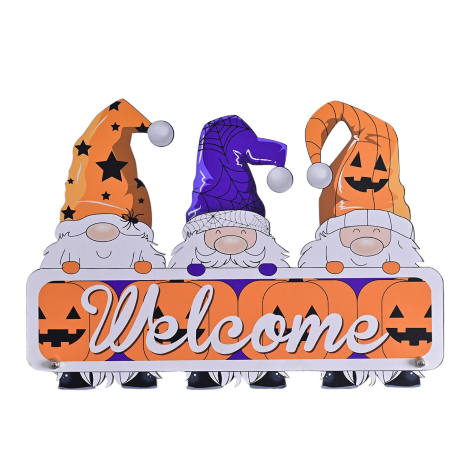 Halloween Welcome Door Sign Hanging Gnome Sign Wood Vintage Rustic Door ...