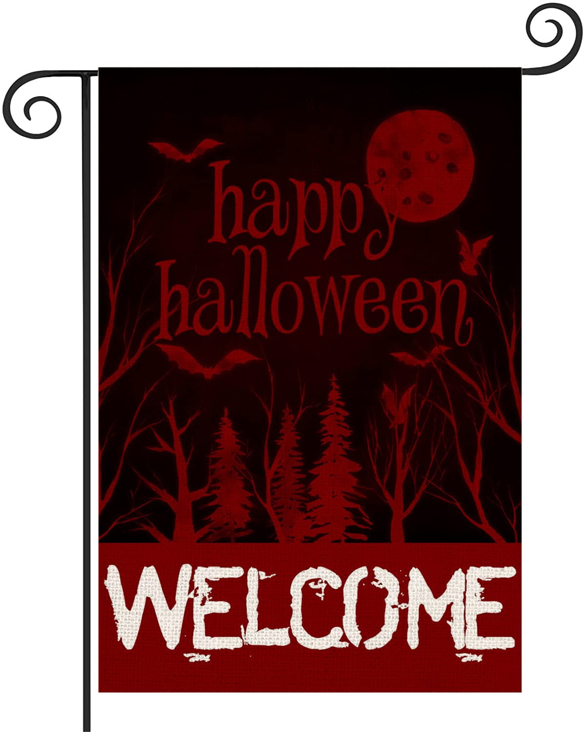 Halloween Welcome Garden Flag Double Sided for Outside, Red Horror ...