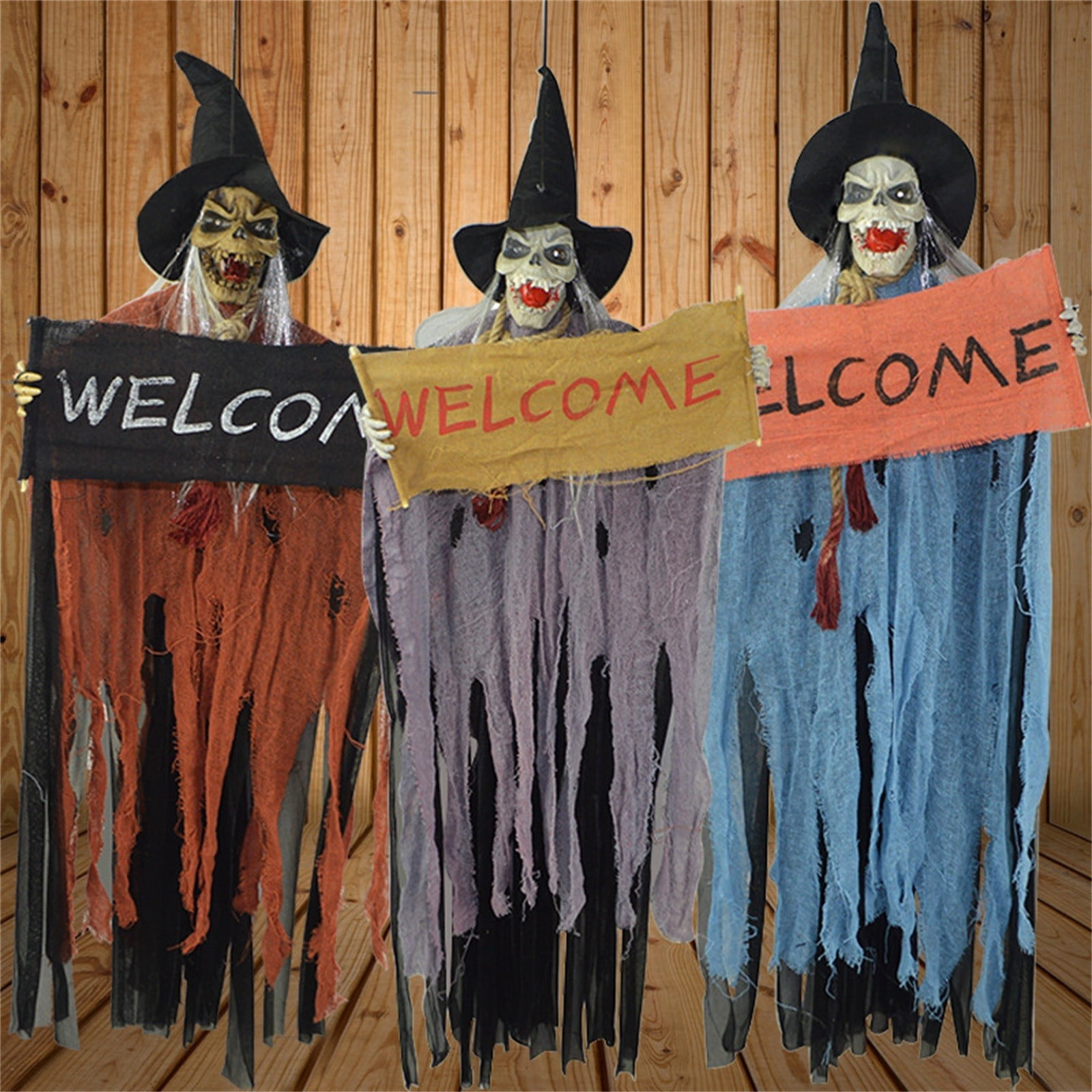 Halloween Welcome Hanging Ghosts Witch Pumpkin Decor Hanging Halloween ...