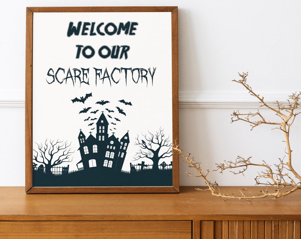 Halloween Welcome To Our Scare Factory Print, Halloween Decor Print ...