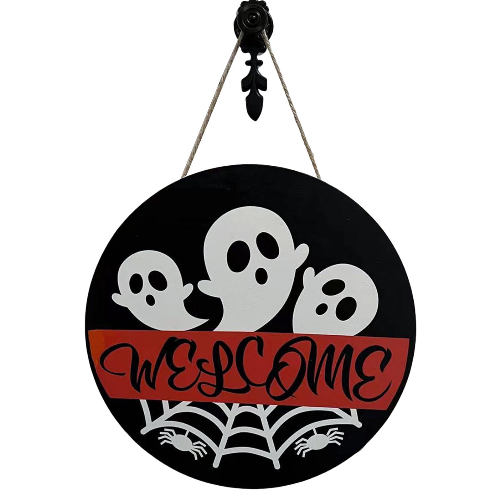 Halloween Welcome Sign Door Hanging Wooden Plaque For Front Door ...