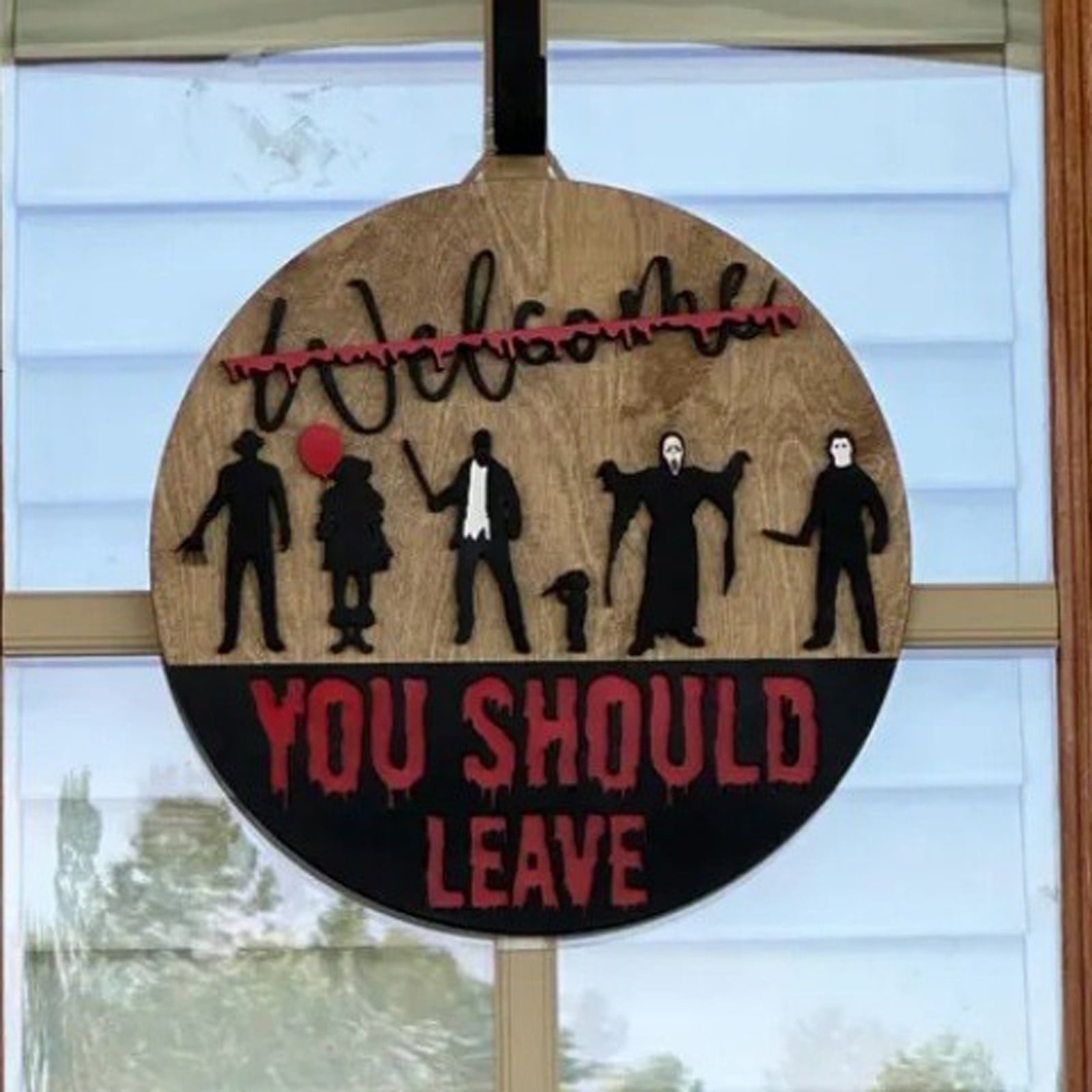 Halloween Welcome You Should Leave Horror Door Sign for Front Door ...