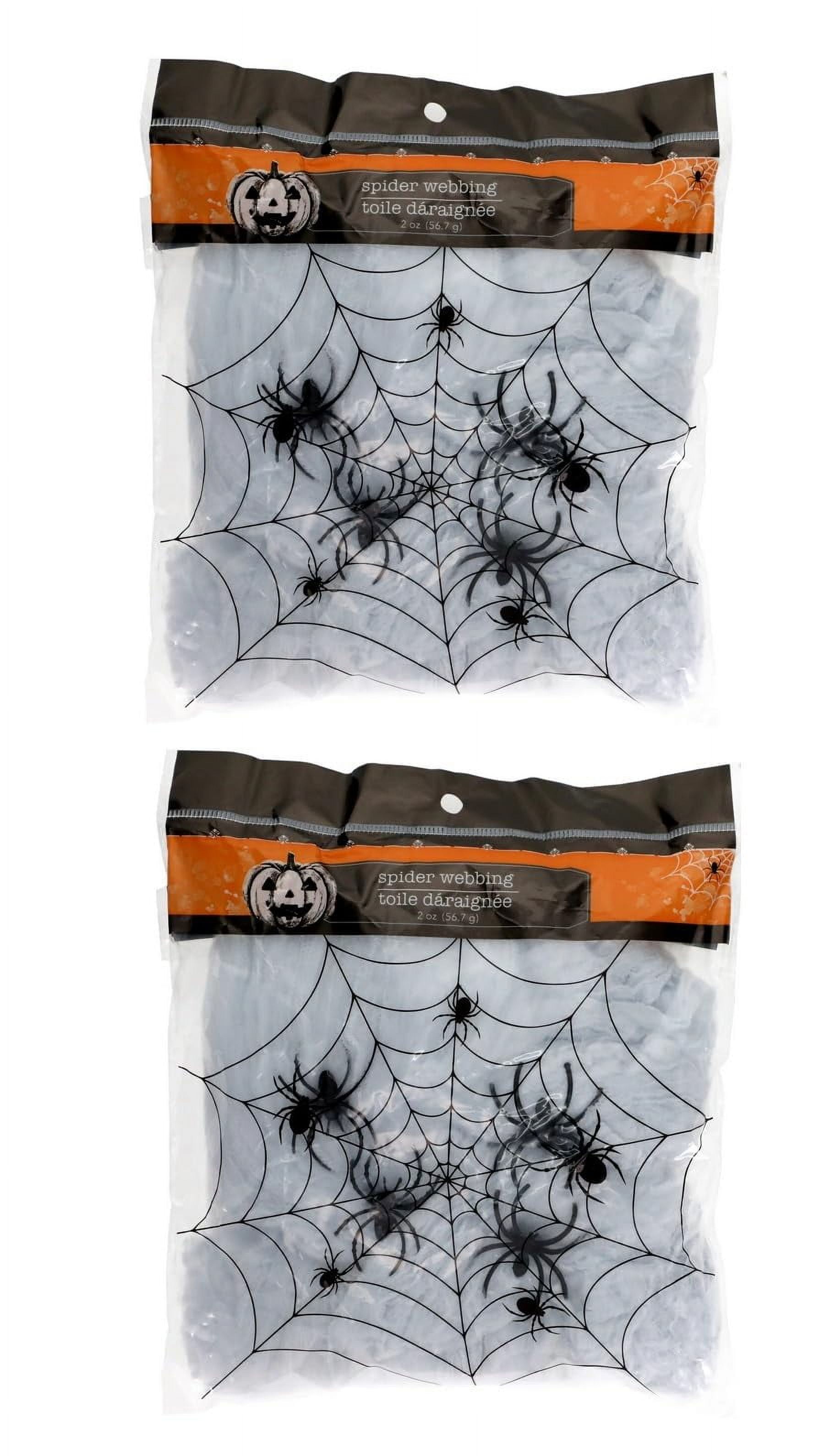 Halloween White Faux Spider Webs with Plastic Spiders Decor Decorations ...