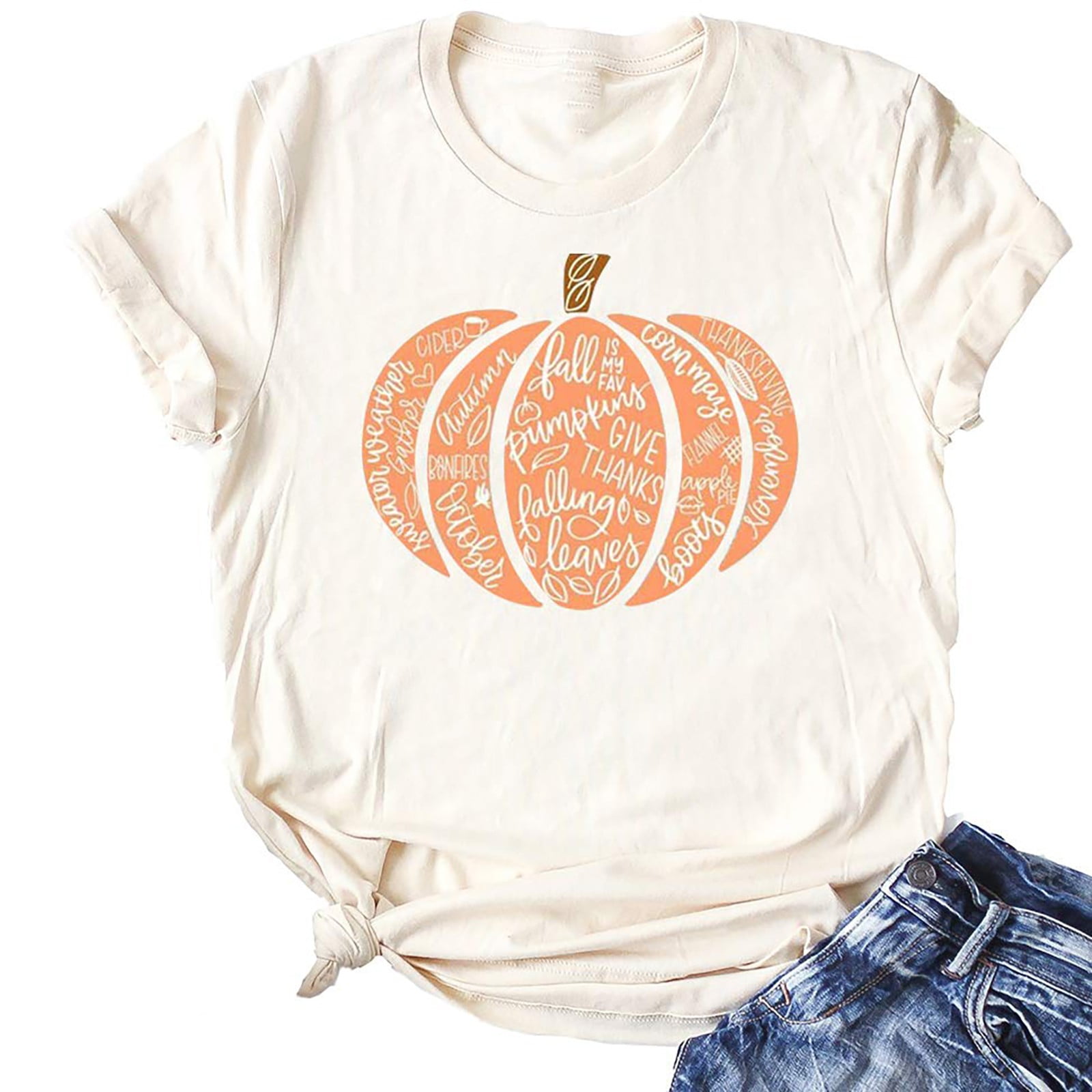 Halloween White Shirts for Women Fall Pumpkin Shirts Womens Casual ...