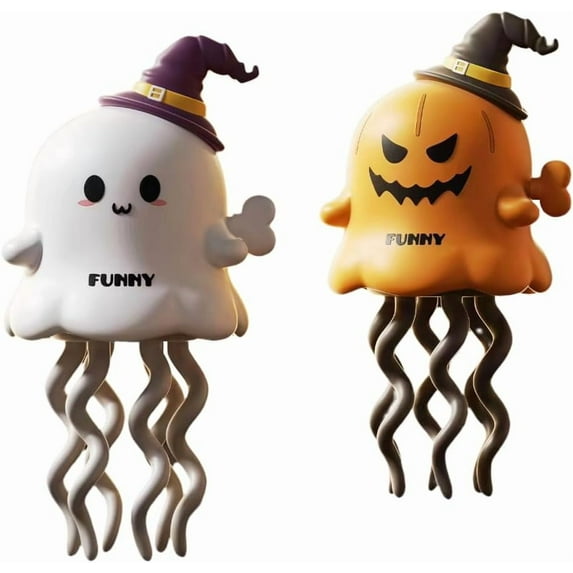 Halloween Wind Up spookys ghost-s & Pumpkin Decor with Witch Hats - 2 ...