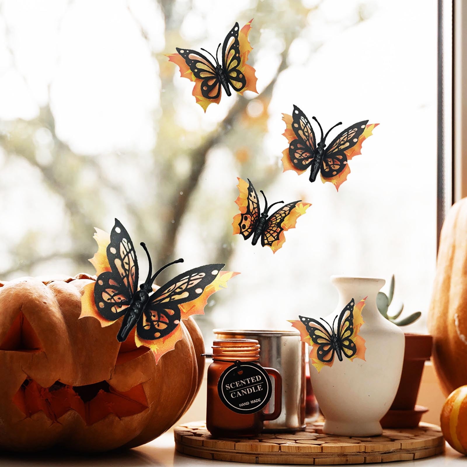 Halloween Window Clings 12 Pack - No Glue Reusable Oversized Decals ...