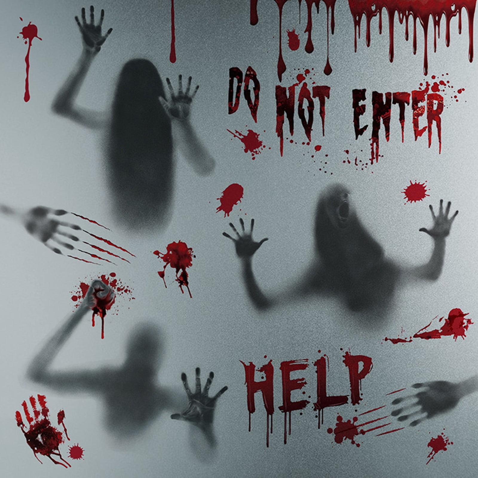 Halloween Window Clings Bloody Handprint Halloween Window Cling Scary ...