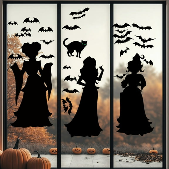 Cat Window Stickers Halloween Funny Cat Wall Decals Holiday Dog Wall ...