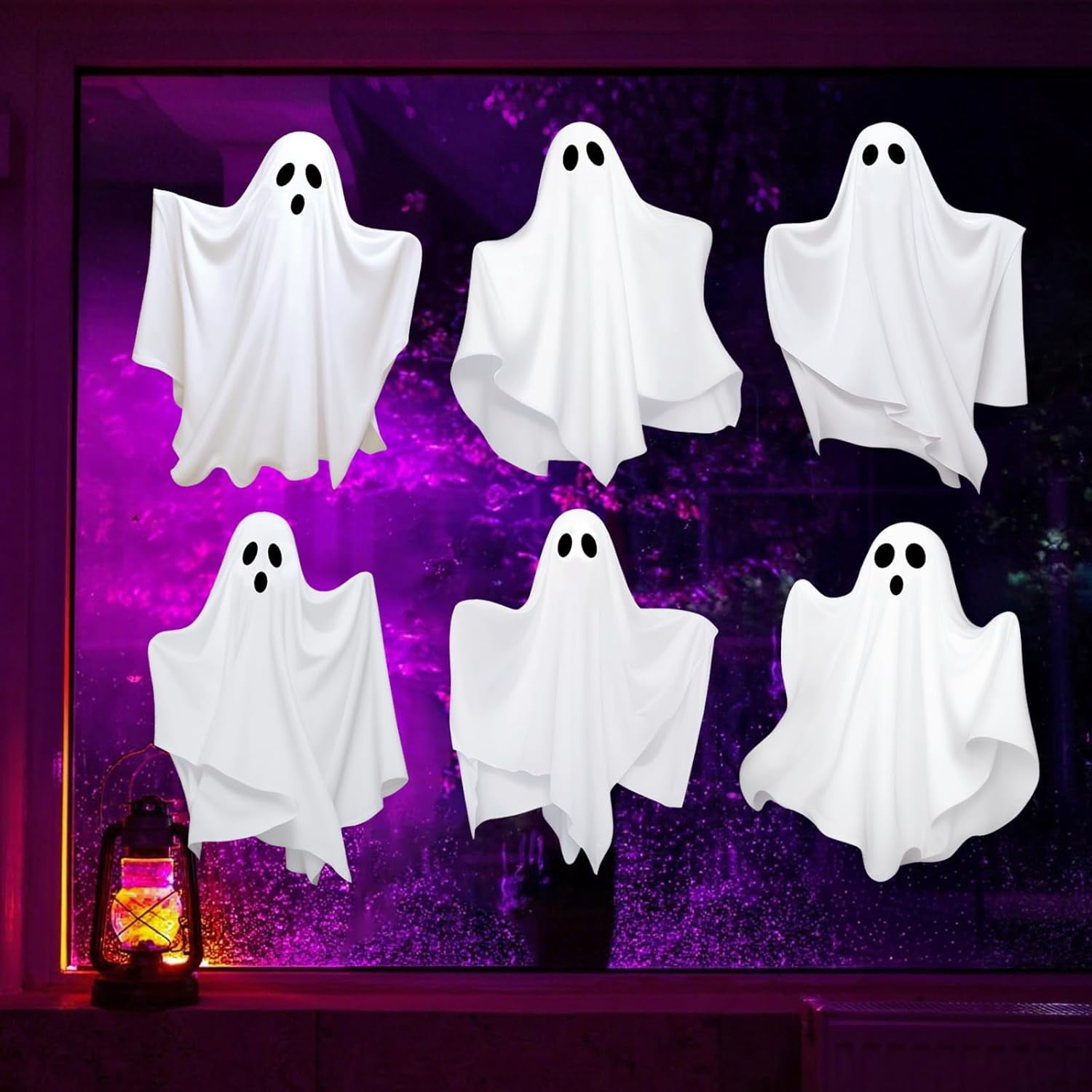 Halloween Window Clings Decorations: 6 Sheets Large Scary Ghost Decal ...