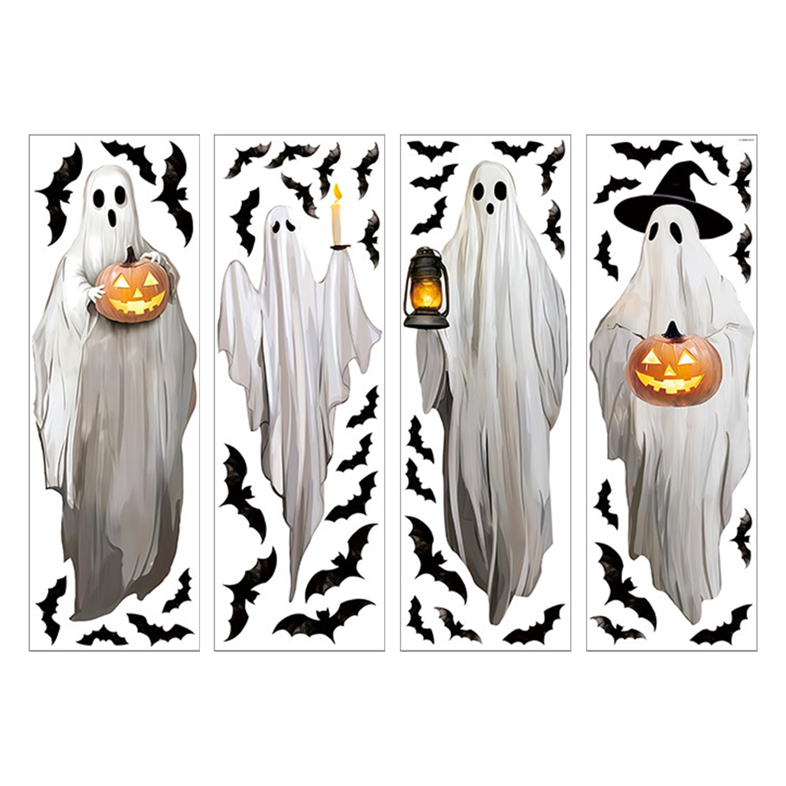 Anxinwu Halloween Window Clings Static PVC Decals Ghost and Bat Sheet ...