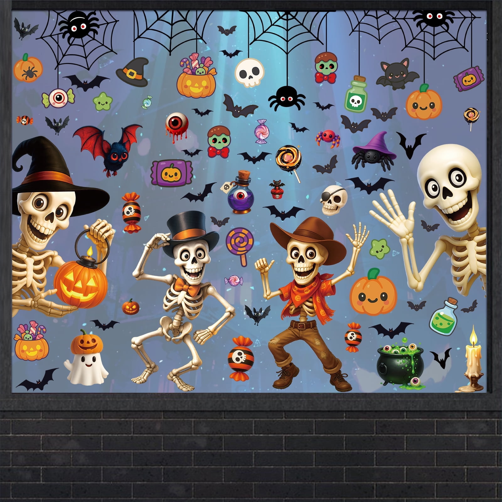 Halloween Window Clings - Vintage Style Removable Double-Sided Static ...
