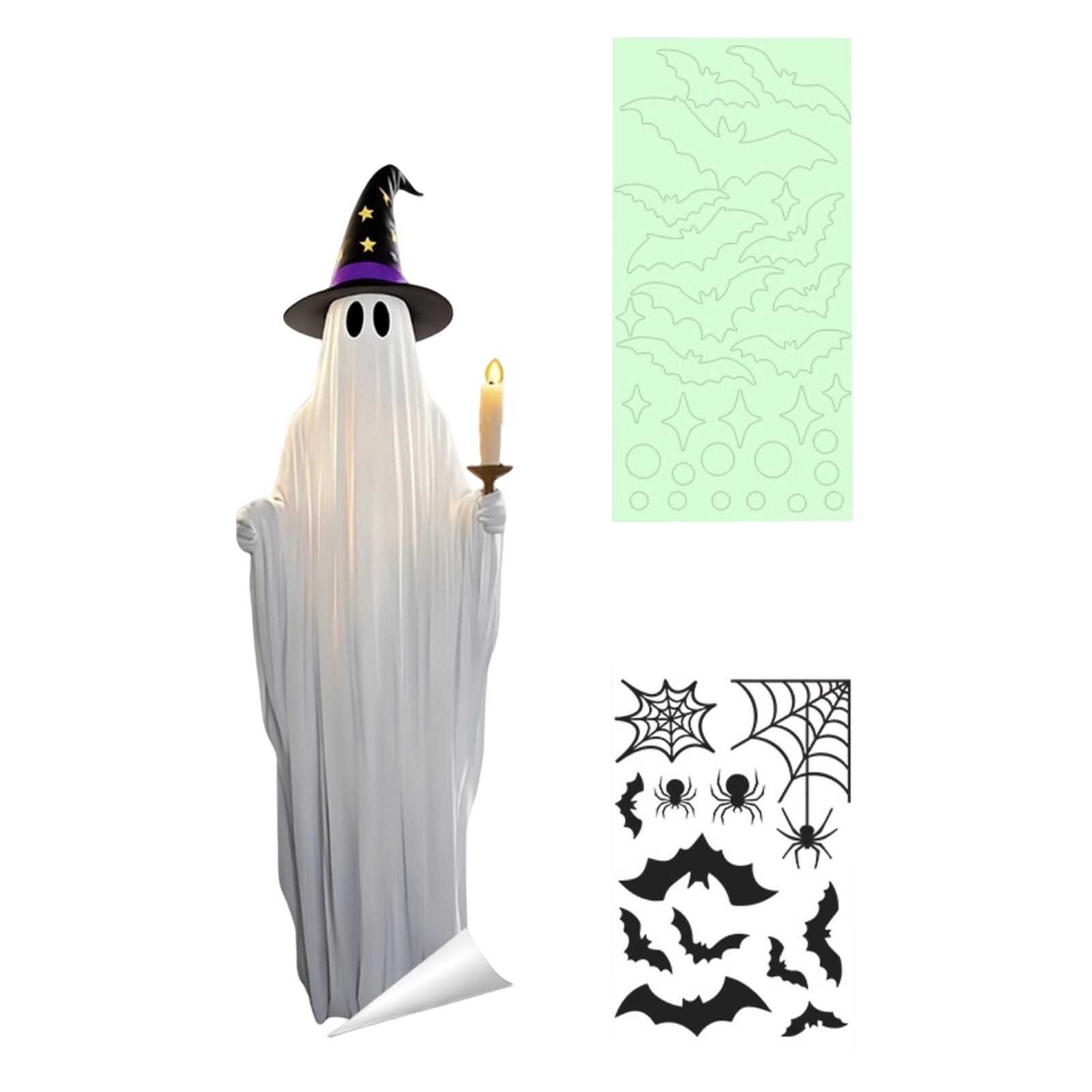 Halloween Window Decorations with Glow in The Dark and Web Designs, 3 ...