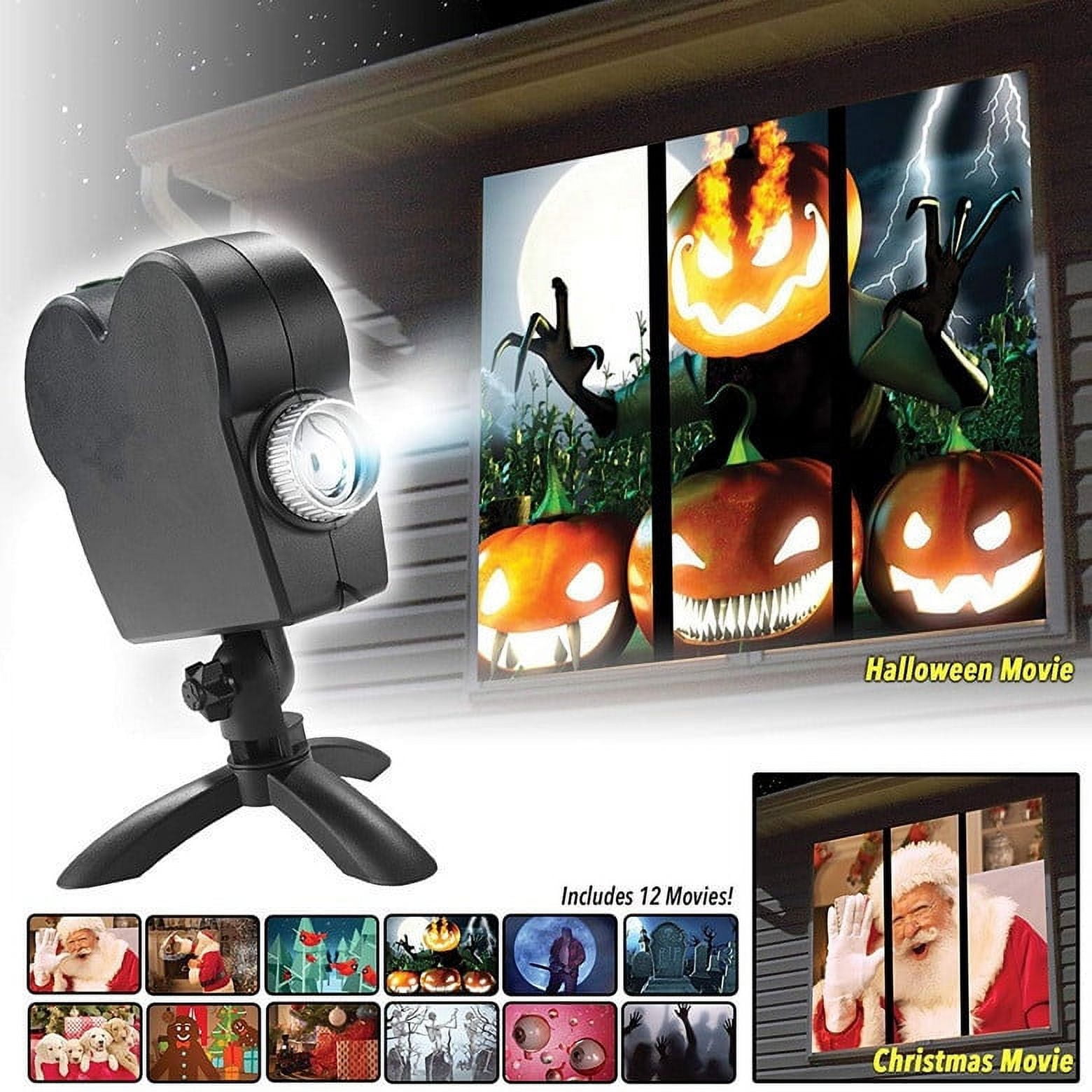 Halloween Window Projector,12 Movies,Christmas Halloween Led ...