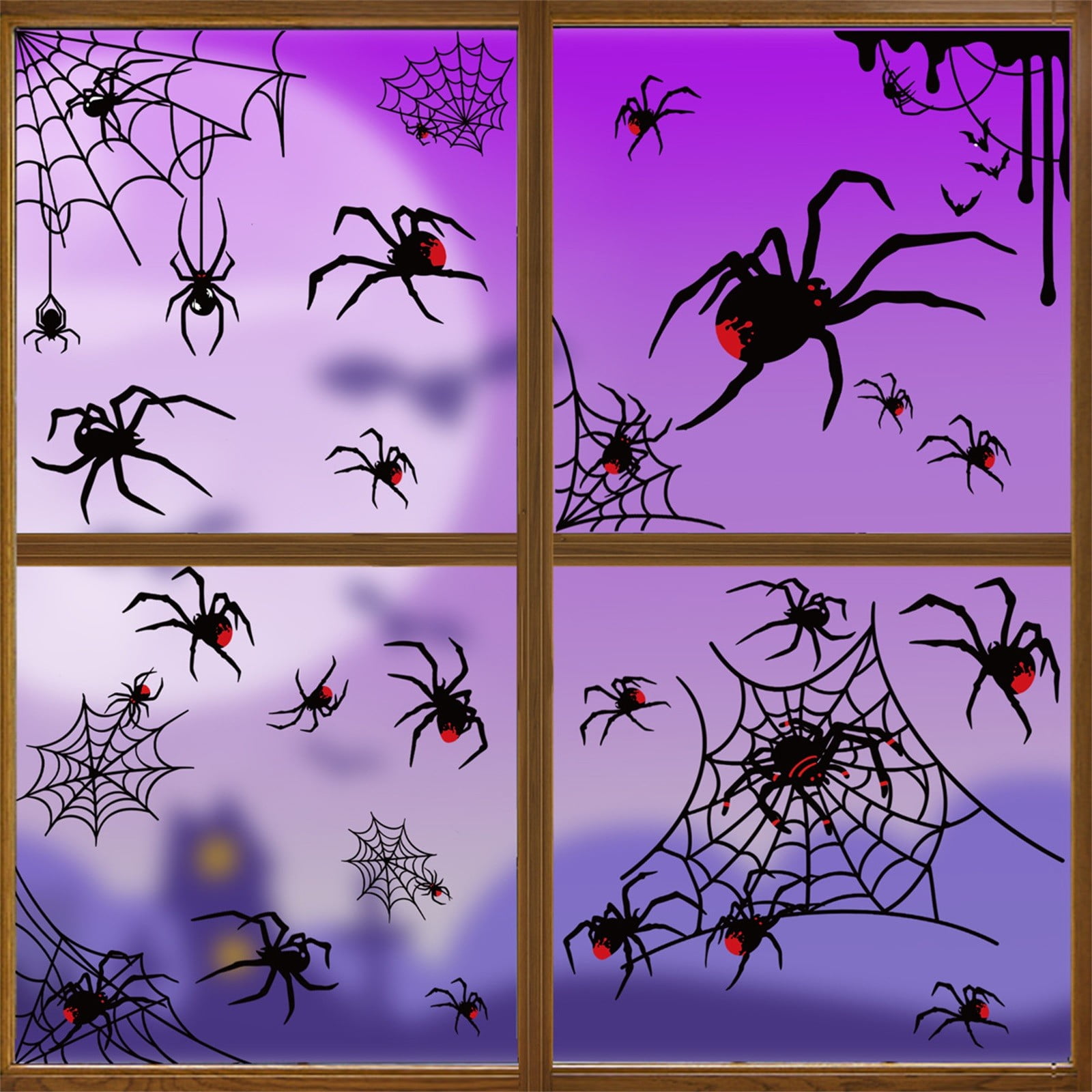 Halloween Window Scene Layout Glass Decal Adhesive Free Electrostatic ...