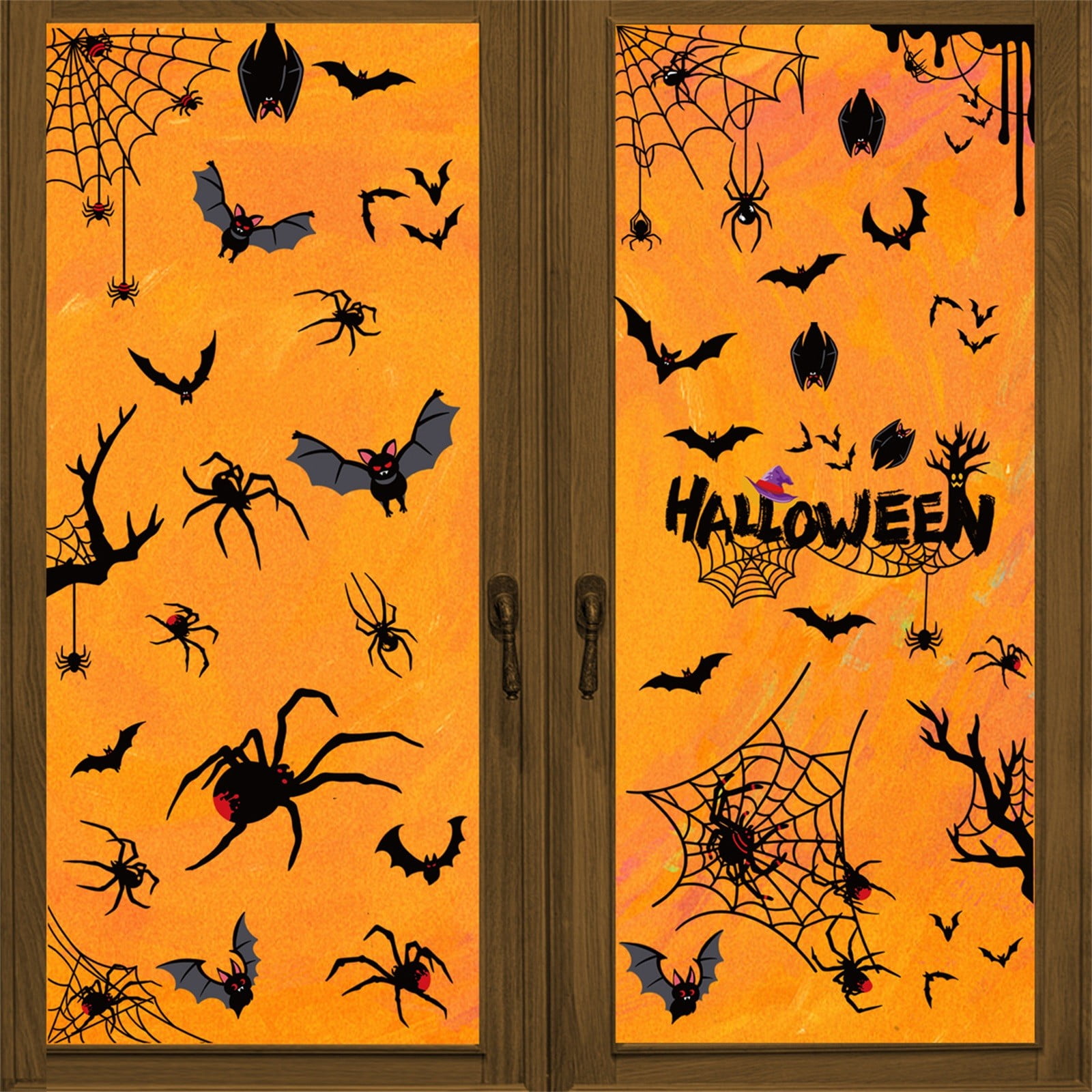 Halloween Window Scene Layout Glass Decal Adhesive Free Electrostatic ...