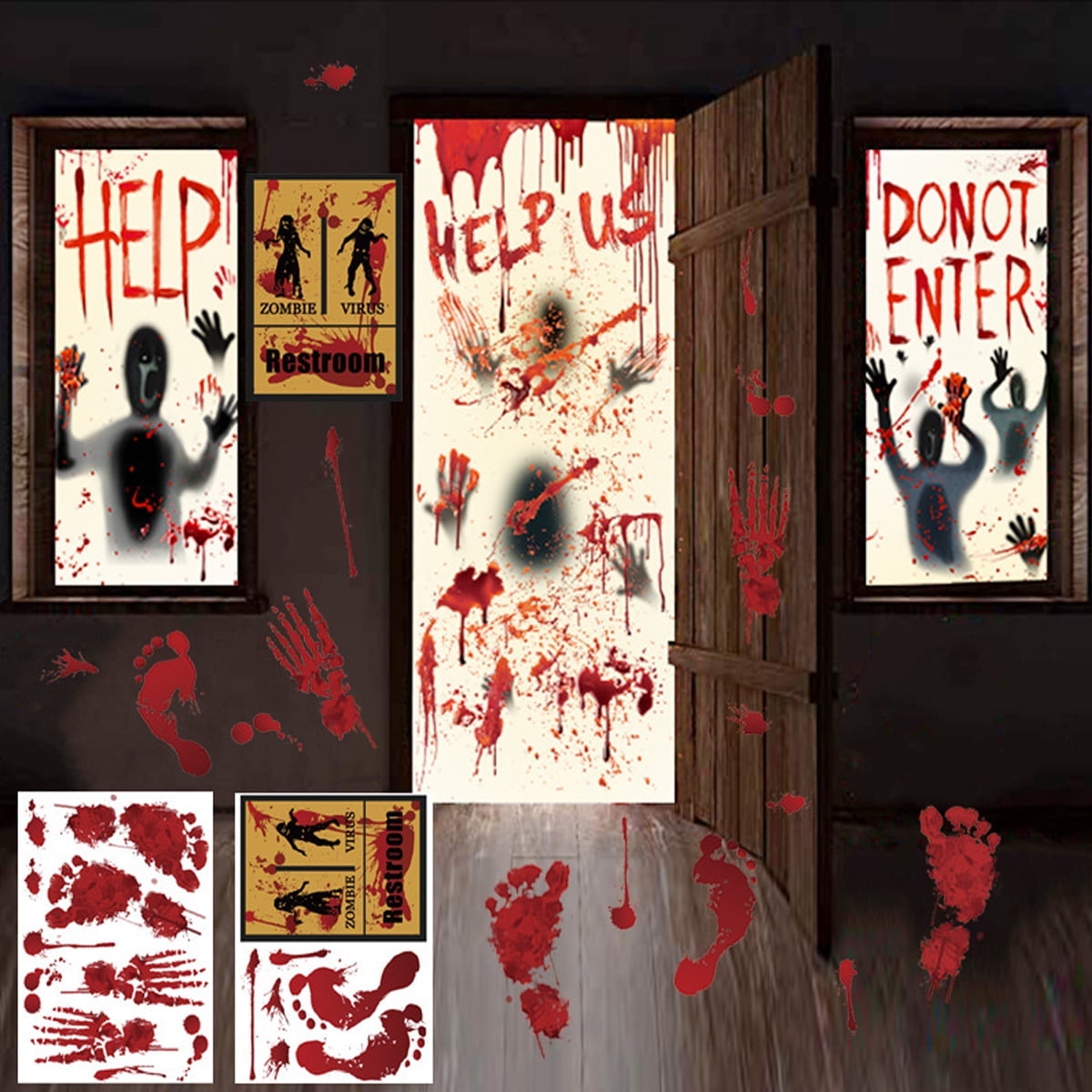 Halloween Window Sticker Window Clings 5 Set Window Deocration and Door ...