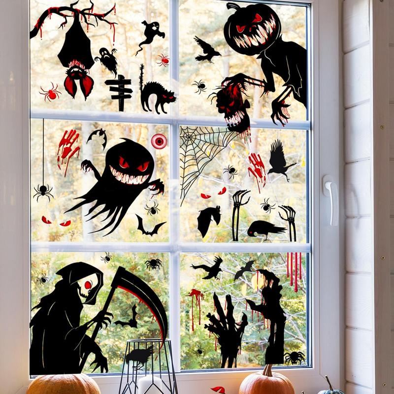 Halloween Window Stickers 4X Removable Electrostatic Car Window Sticker ...