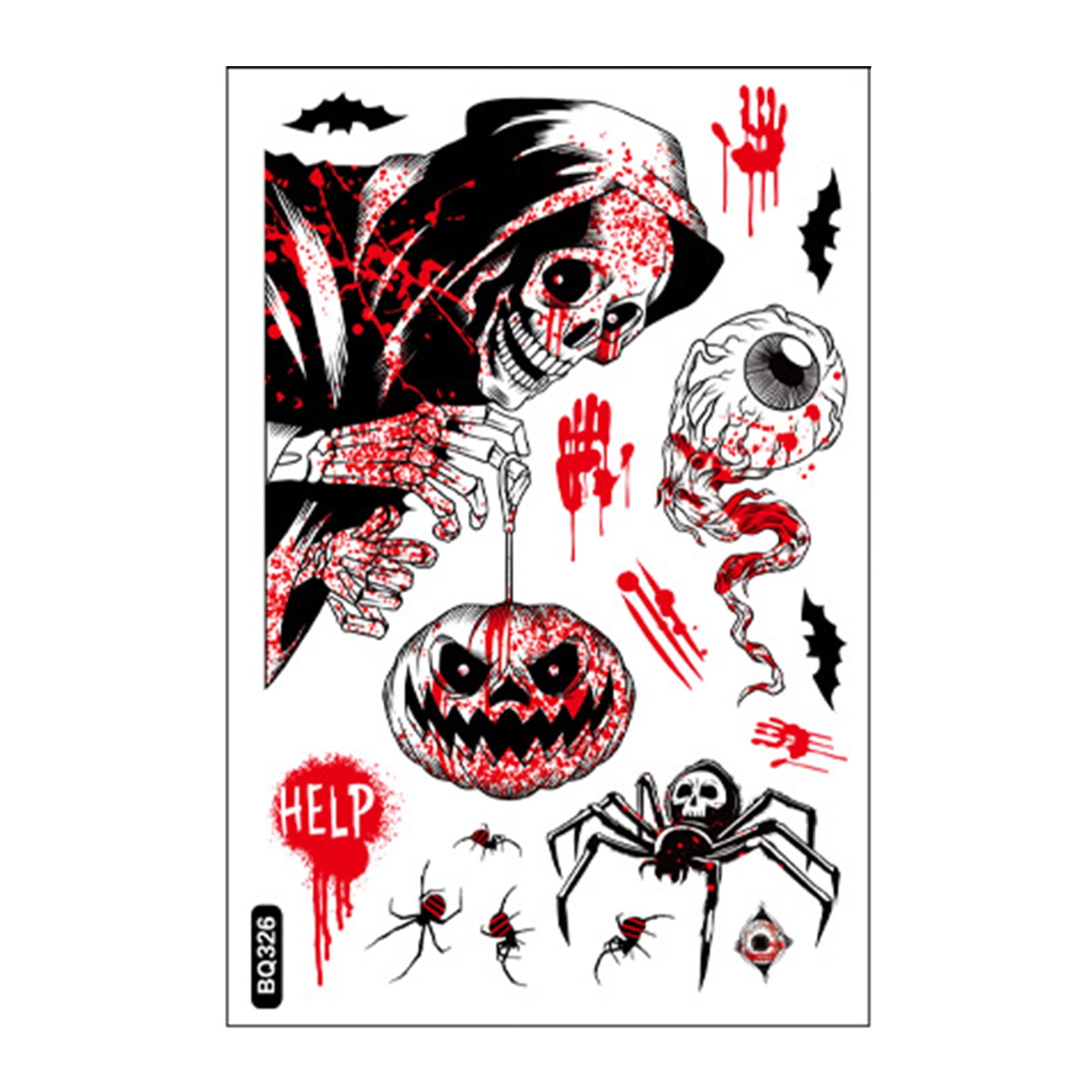 Halloween Window Stickers Scary Handprint Zombie Skull Blood Clings ...
