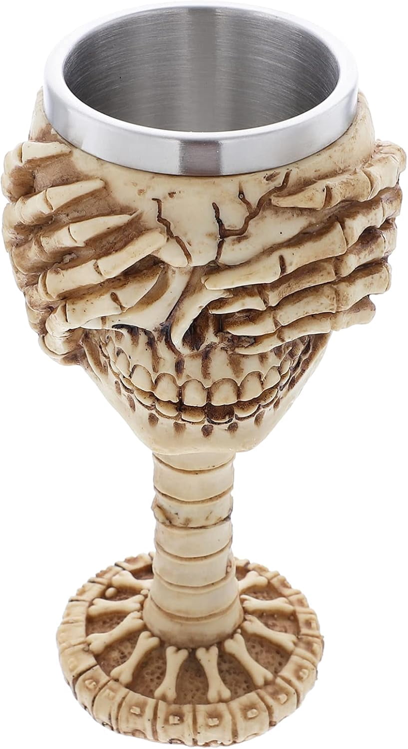 Halloween Wine Goblet Skull Wine Cup Stainless Steel Medieval Skeleton ...