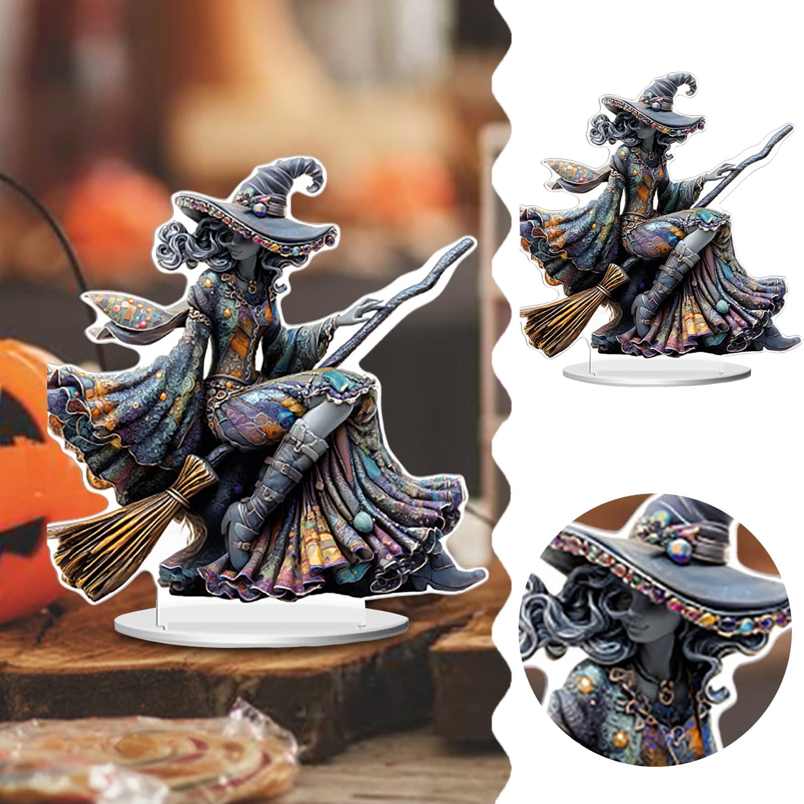 Halloween Witch Acrylic Sign Table 2D Witch Plaque Holiday Tiered Tray ...