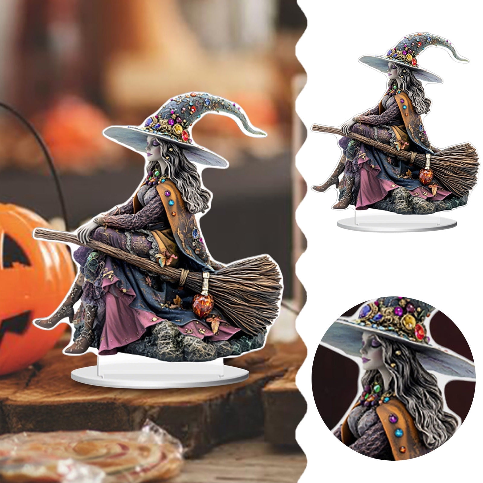 Halloween Witch Acrylic Sign Table 2D Witch Plaque Holiday Tiered Tray ...