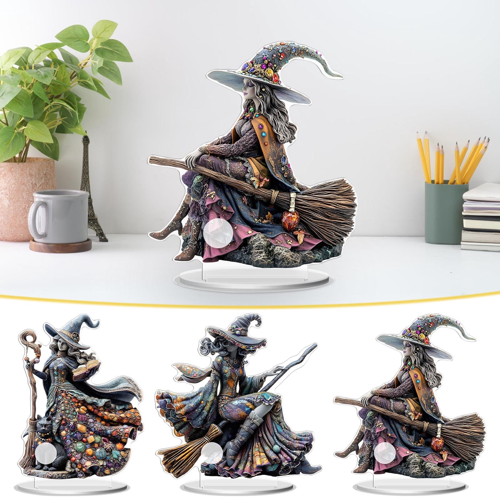 Halloween Witch Acrylic Sign Table Decorations Indoor 2D Acrylic ...