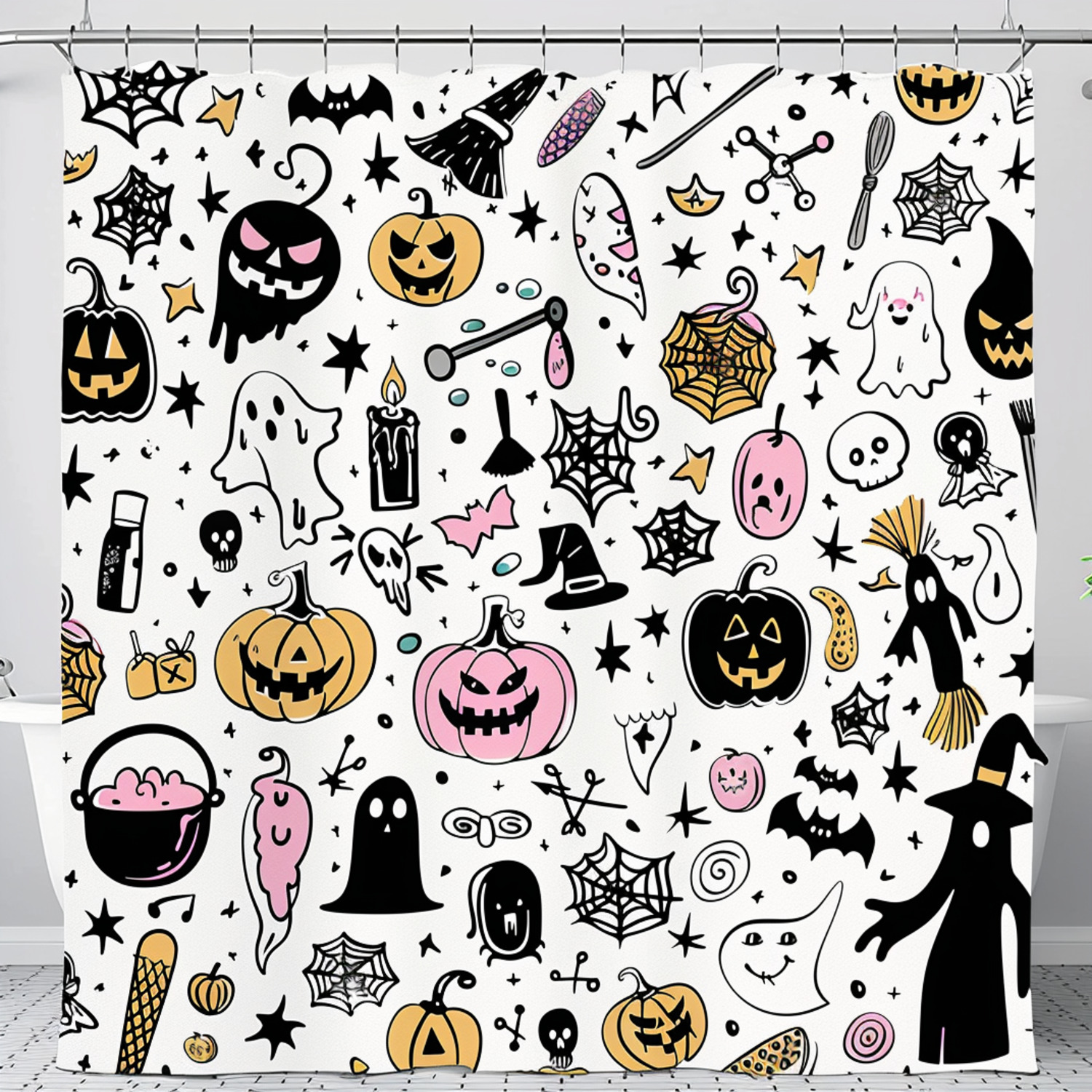Halloween Witch Bathroom Decor Set with Ghosts & Icons Detailed Design ...