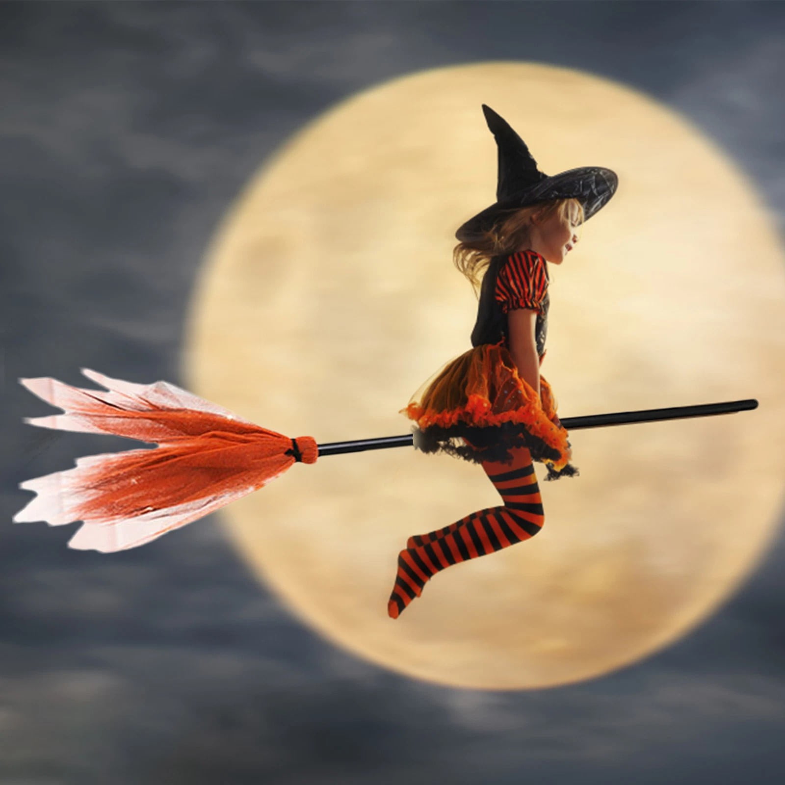 Halloween Witch Broom Decor - 5 Color Styles, Lightweight Mesh/Ribbon ...