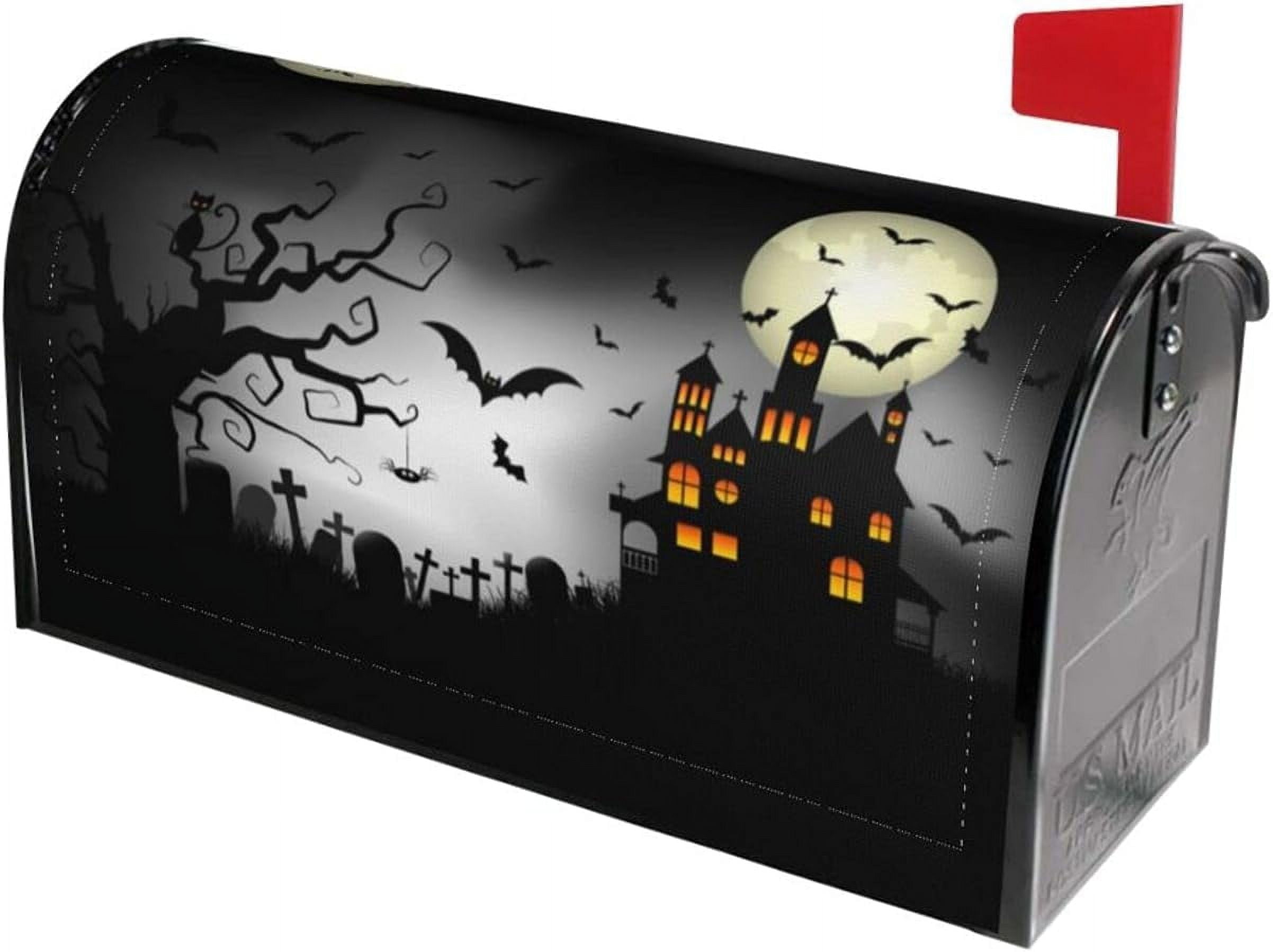 Halloween Witch Castle Mailbox Covers, Magnetic Post Box Cover Wraps ...