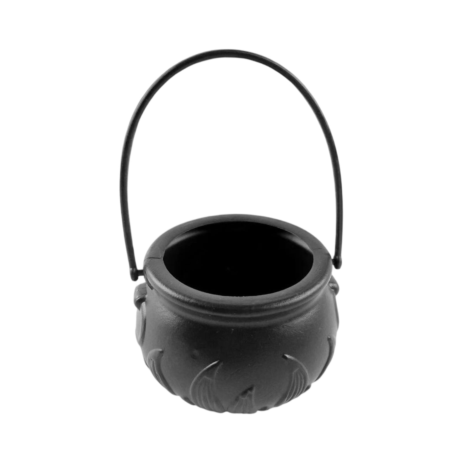 Halloween Witch Cauldron - Black Plastic Trick or Treat Candy Bucket with Handle - Spooky Witch ...