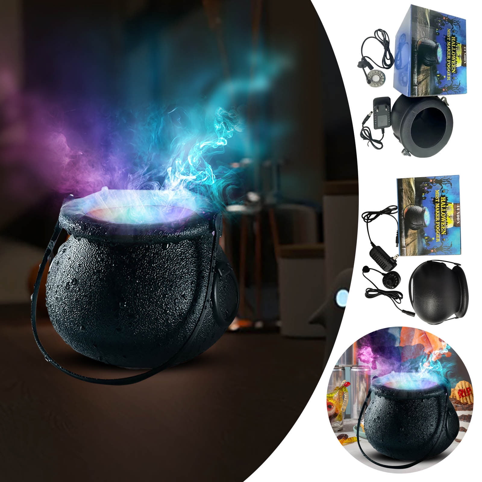 Halloween Witch Cauldron with Mist Maker, Halloween Witch Cauldron Fog ...