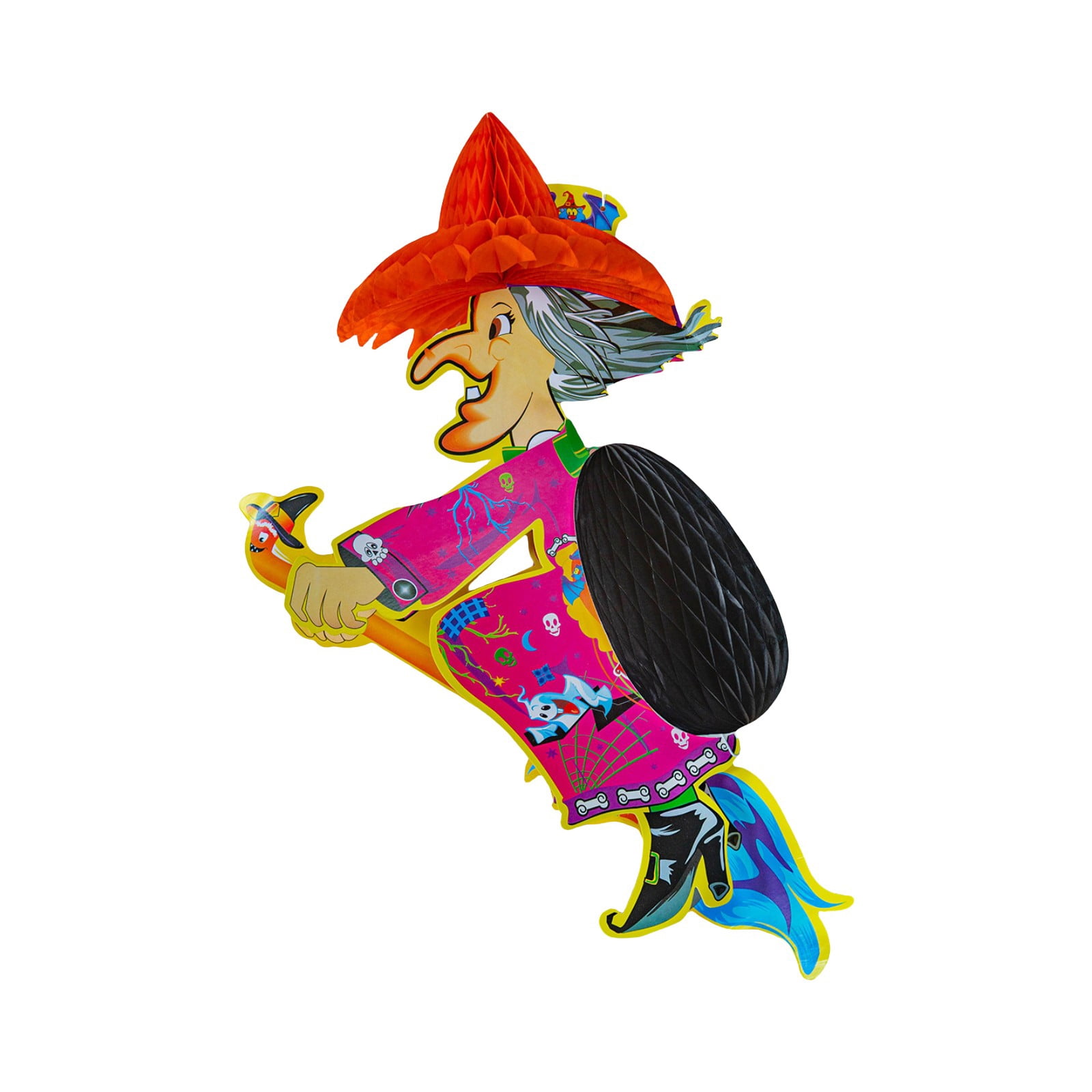 Halloween Witch Decoration - Colorful Flying Broomstick Witch Hanging ...