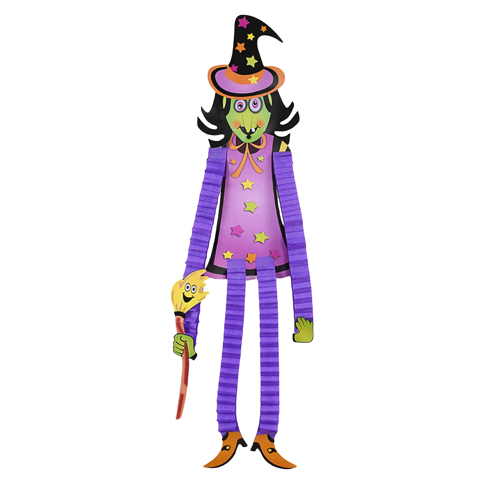 Halloween Witch Decoration - Colorful Poseable Paper Witch Hanging ...