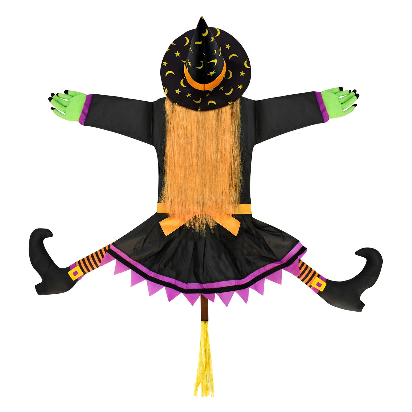 Halloween Witch Decoration Large Crashing Witch Into Tree Figurine ...