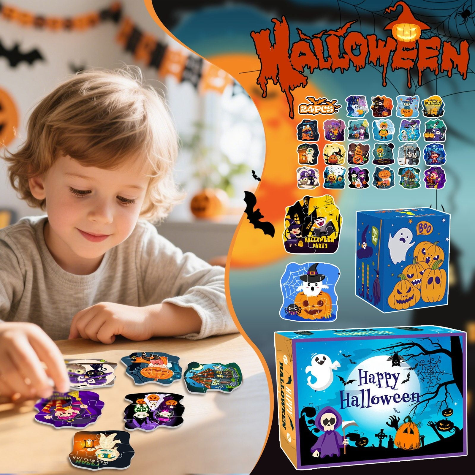 Halloween Witch Decoration Witch Hat Halloween Jigsaw Puzzle Set for ...